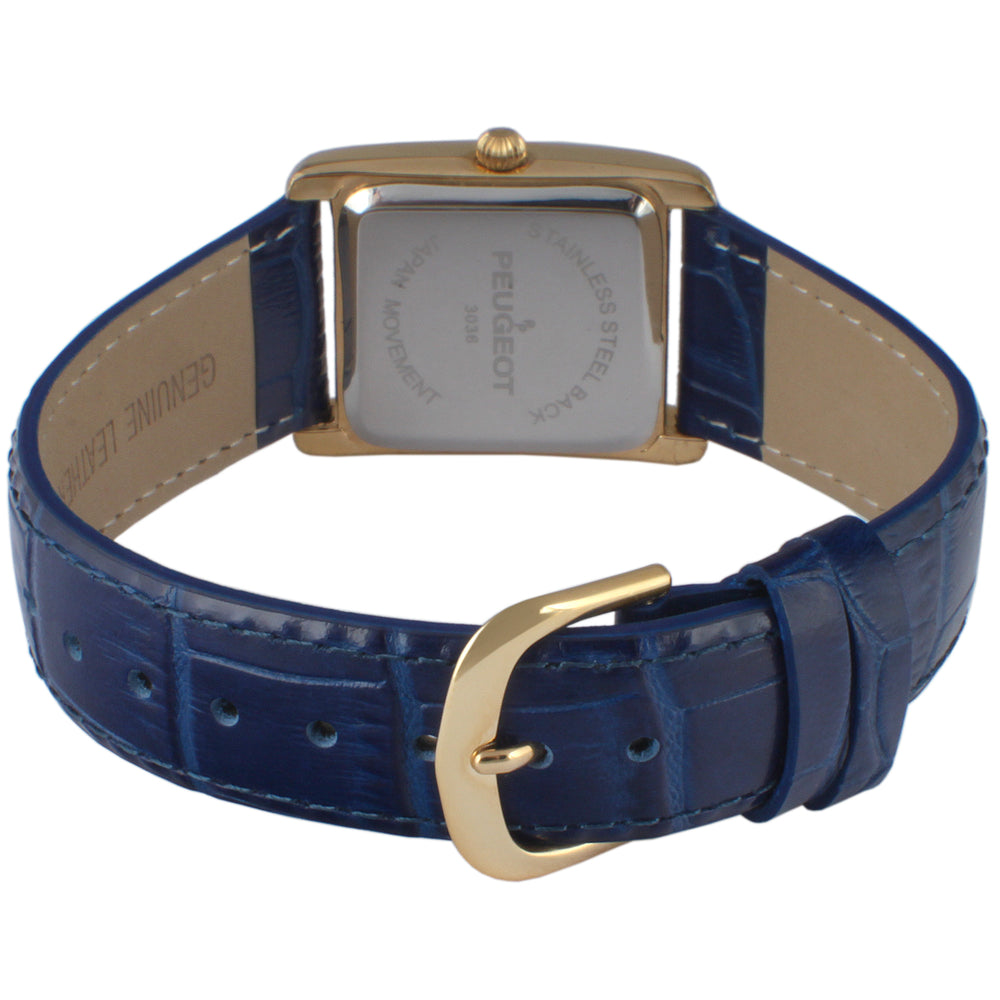 Women'sTank Shape Watch With Blue Genuine Leather Strap