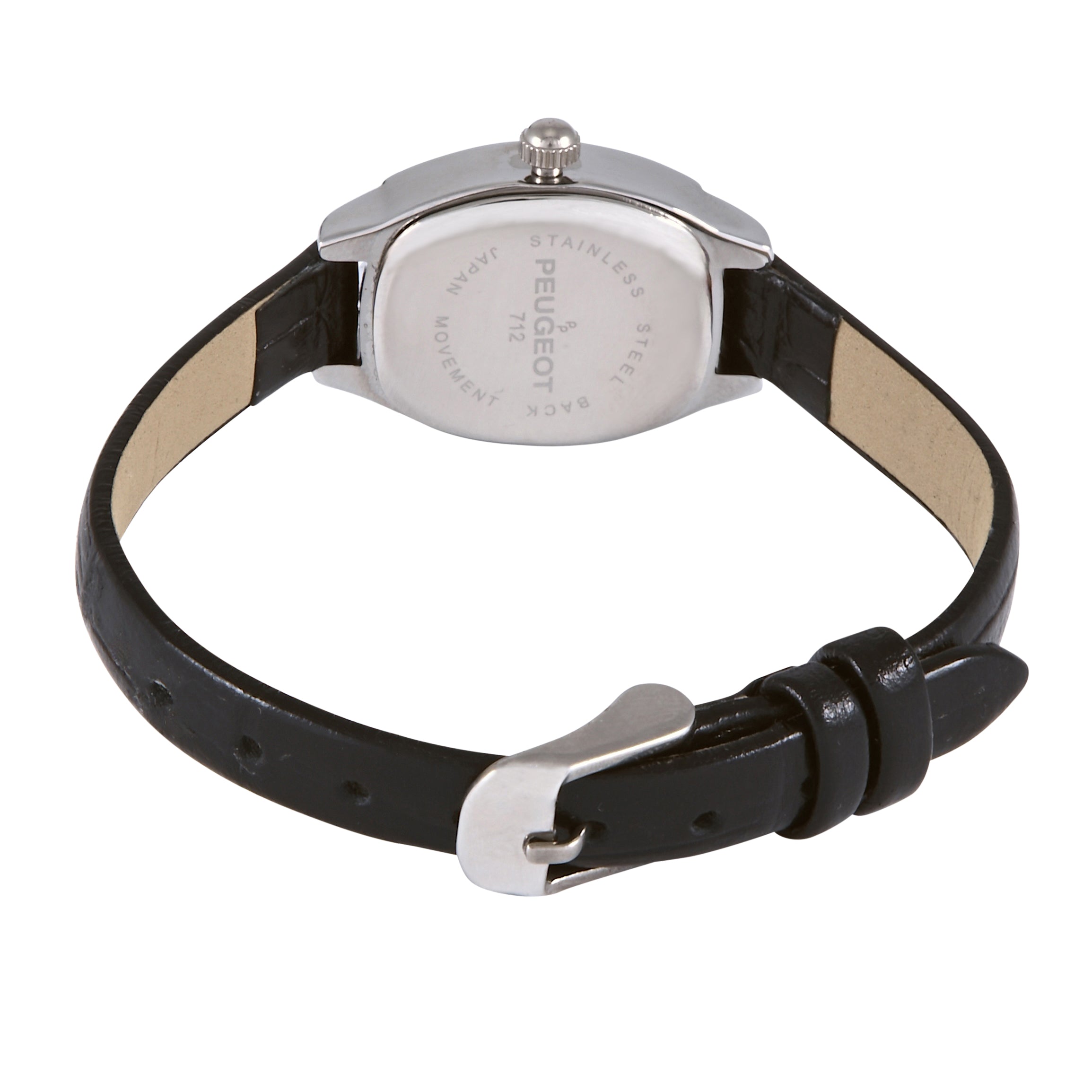 Peugeot Women's Silver Dial Moon Phase Watch 30x20mm Slim Leather Strap