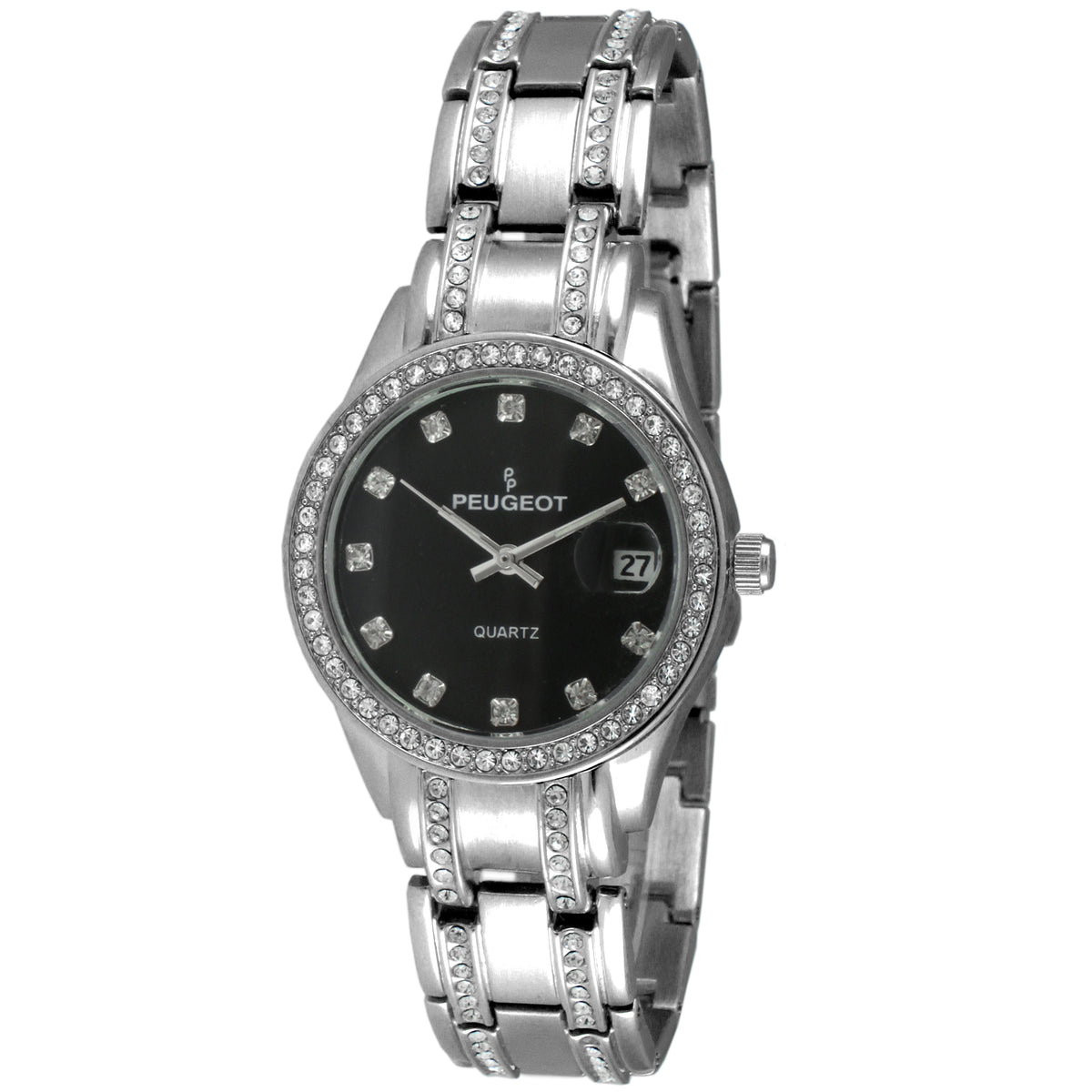 Womens Luxury Status Silver Swarovski Crystal Bracelet Watch - Peugeot ...