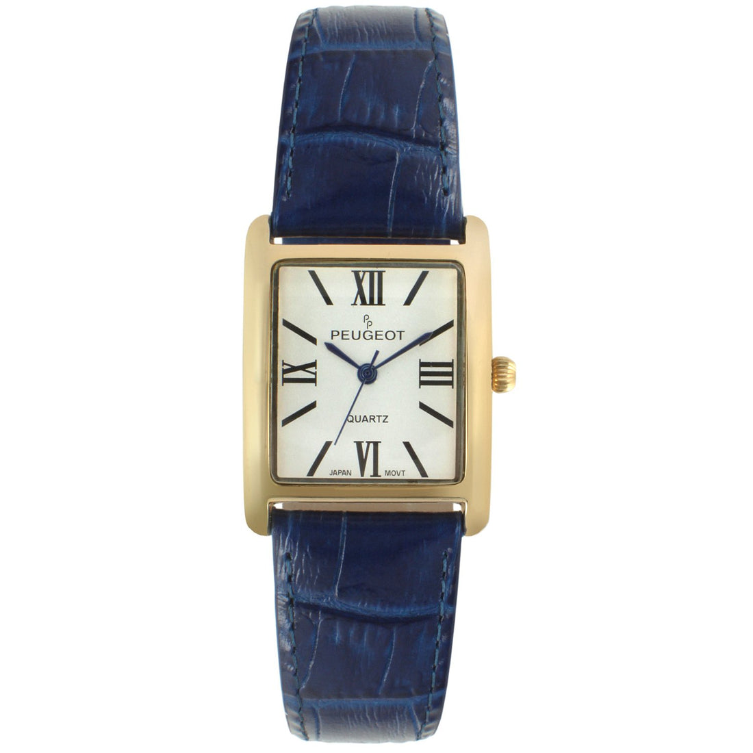 Women'sTank Shape Watch With Blue Genuine Leather Strap
