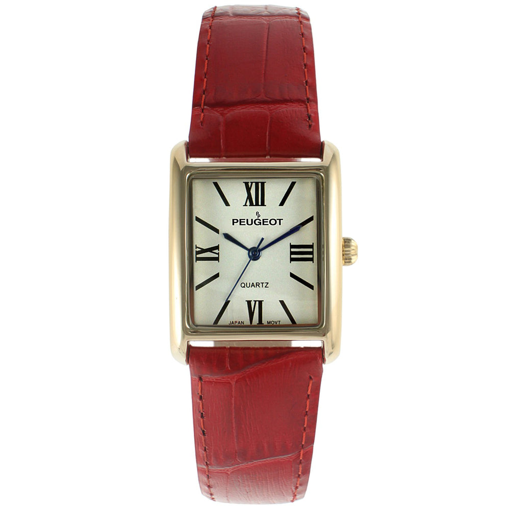 Women Tank Shape Watch With Genuine Leather Strap