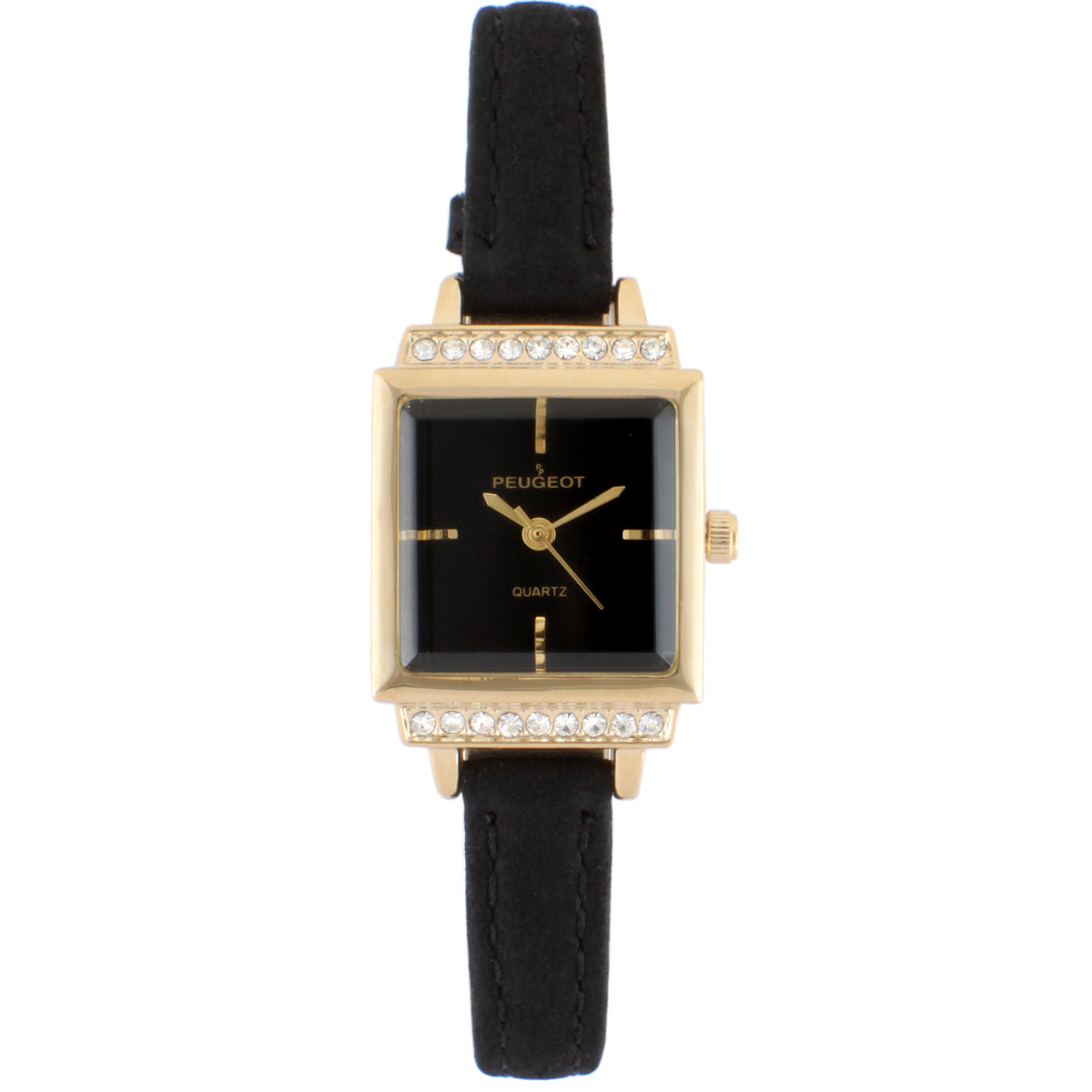 Women's Crystal Petite Watch with Tan Suede Strap - Peugeot Watches