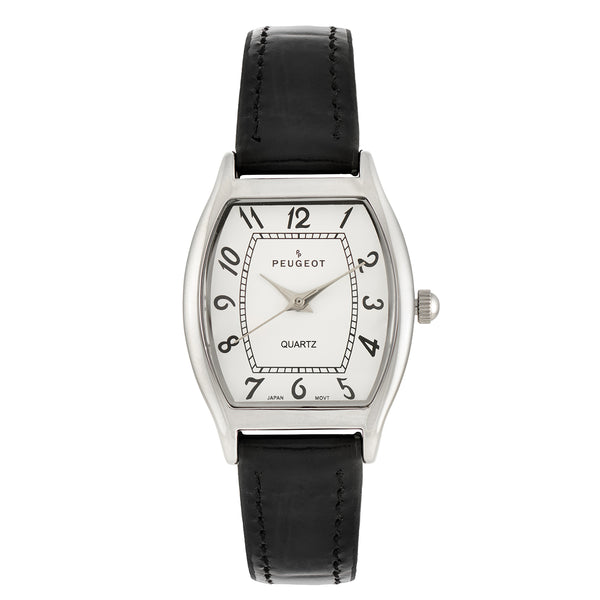 Peugeot Women's Cushion Shape Watch with Black Leather Band - Peugeot ...