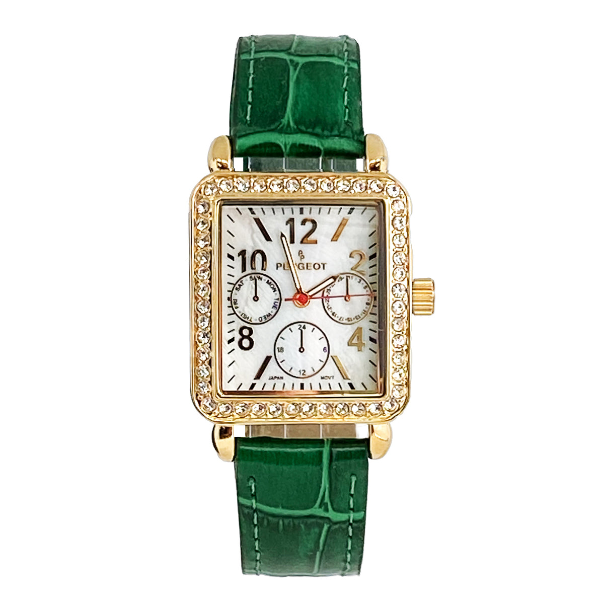 Peugeot Women's Fashion 35x30mm 14K Gold Plated Square Dress Watch with ...