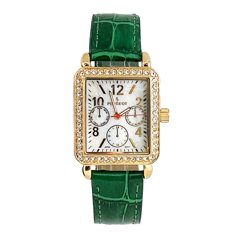 Peugeot Women's Fashion 35x30mm 14K Gold Plated Square Dress Watch with ...