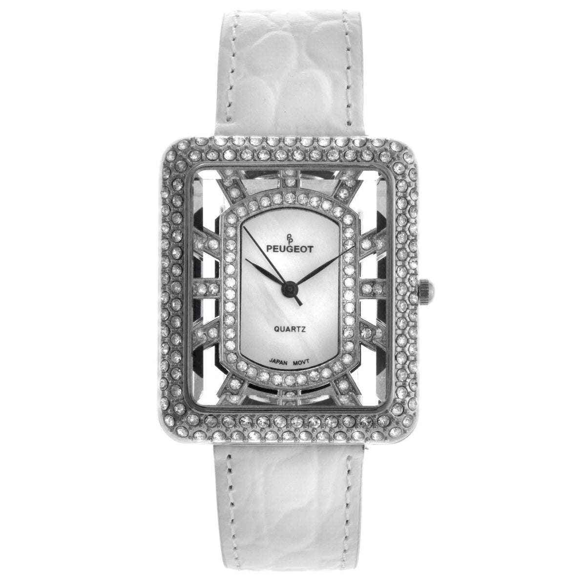Women's Jeweled See Thru Crystal Glass Watch - Peugeot Watches